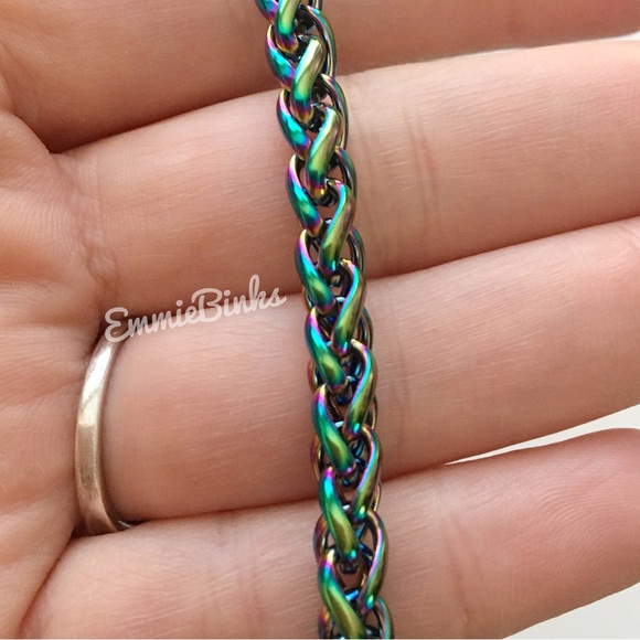 Jewelry | New Vibrant Stainless Steel Oil Slick Holographic Chain ...